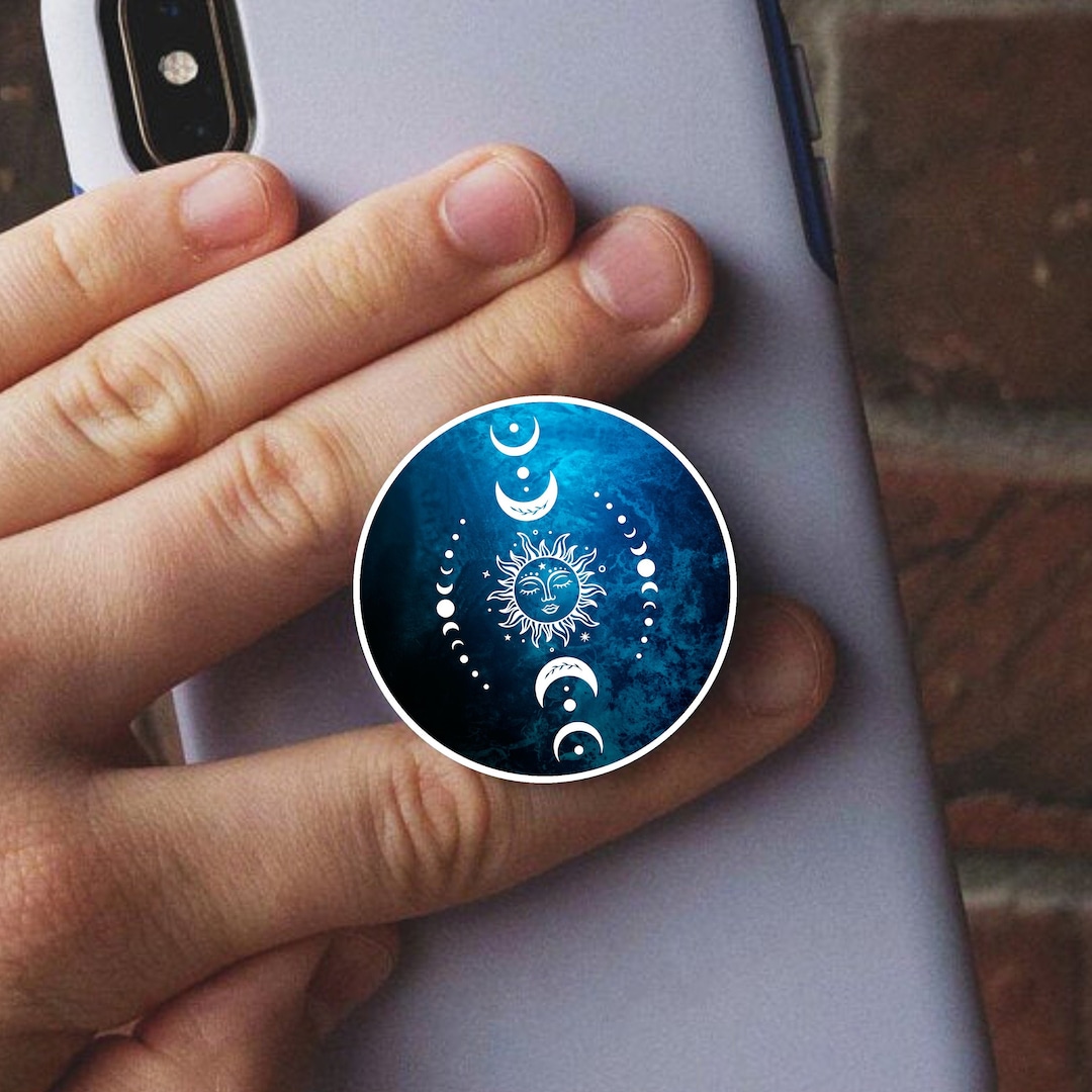 Moon Phase Grip, Boho Phone Grips, Phone Stand, Collapsible Finger Grip ...