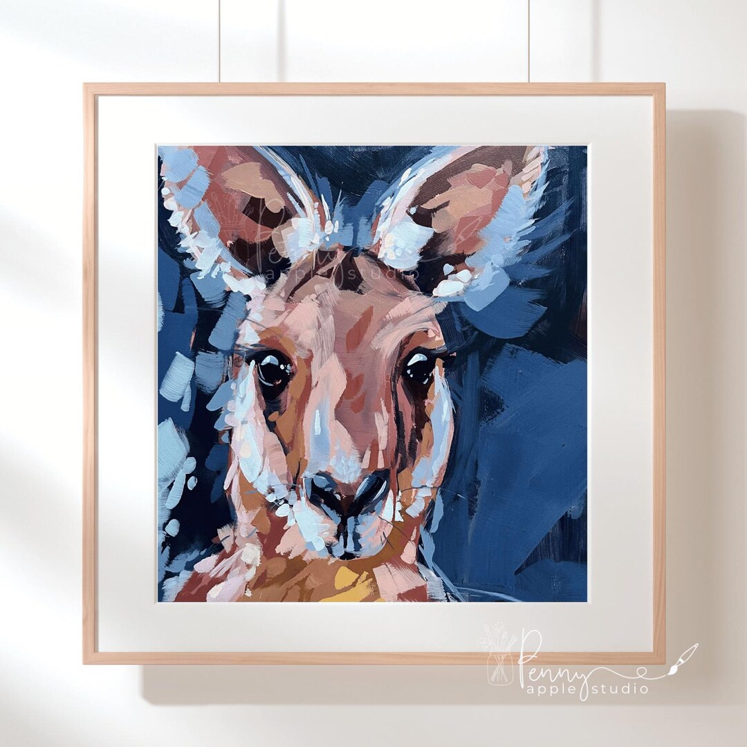 NELL KANGAROO Square Expressive Art Print {unframed} Hand Signed by ...