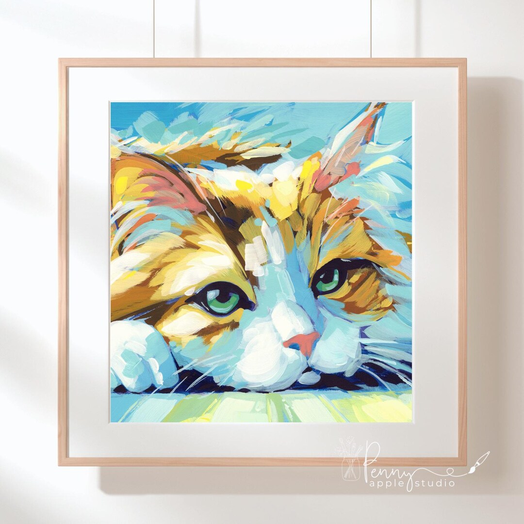 CLEO CAT Square Expressive Art Print {unframed} Hand Signed by Artist ...
