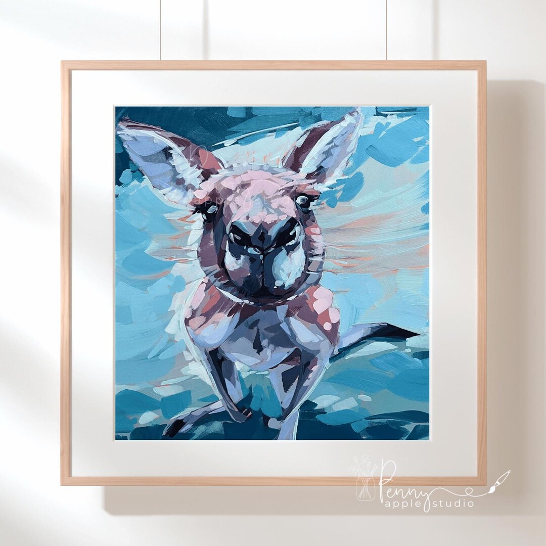 LARK KANGAROO Square Expressive Art Print {unframed} Hand Signed by ...