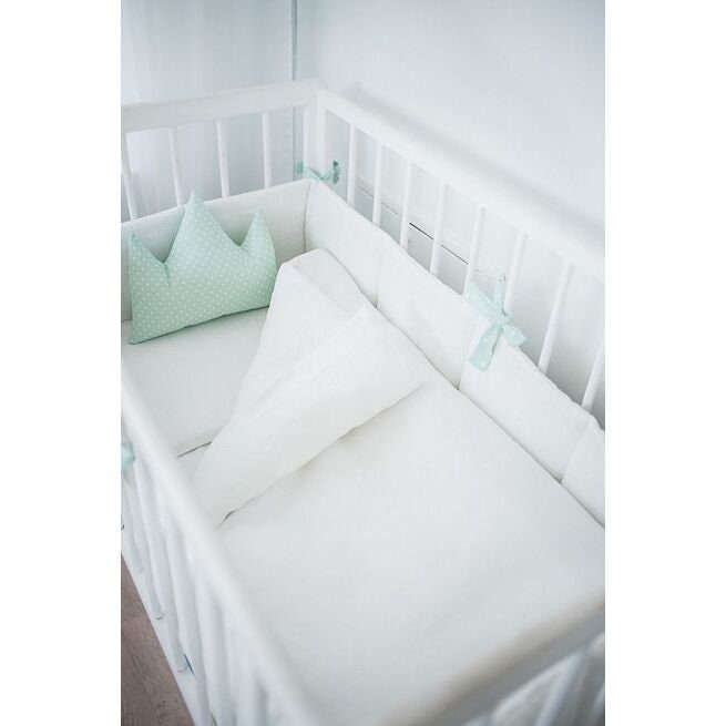Newborn linen boho crib bedding set – bedding - white nursery – baby shower gift ...