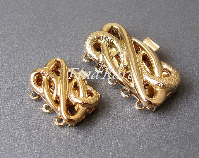 Multi Strand Clasp • 3-row / 5-row • 23k Gold Plated Brass • Box Bar ...