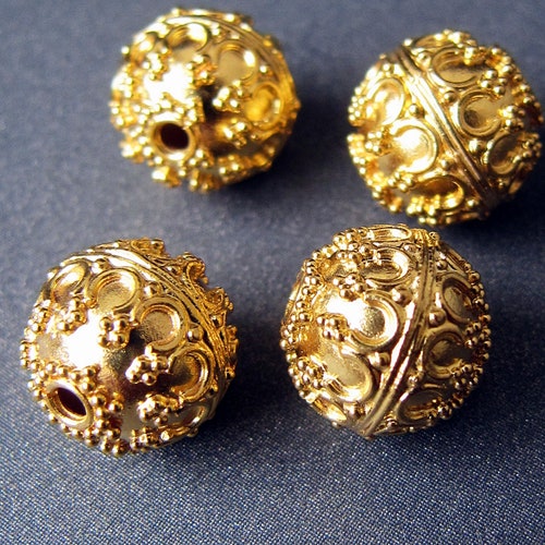 18k Gold Bead 10mm Solid 18 Carat Yellow Gold Handmade | Etsy