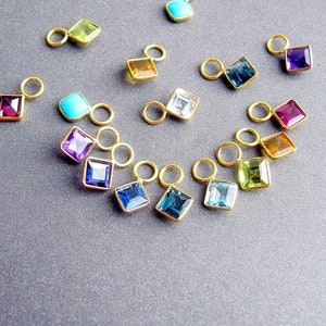 14k Gold 4.50mm Rhombus Gemstone Charm • 4mm Ring With 3mm Hole ...