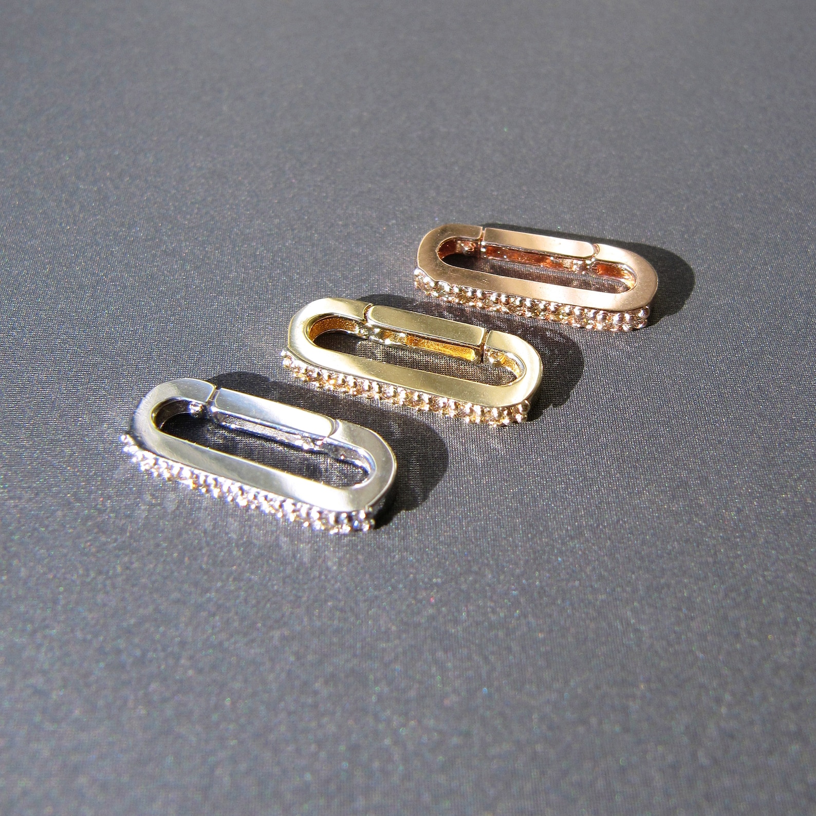 14k Gold Oval Diamond Clasp • 5x15mm • Solid 14 Carat Yellow / Rose ...