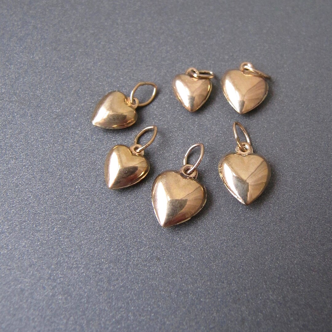 14k Gold Heart Charm • 6x7mm 8x9mm Puffy Heart • 5x3.50mm Bail With 4x2 ...