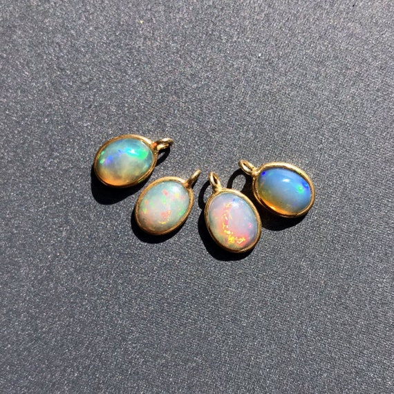 Ethiopian Opal Charm 7x9mm 8x10mm 9x11mm Silver / Gold - Etsy