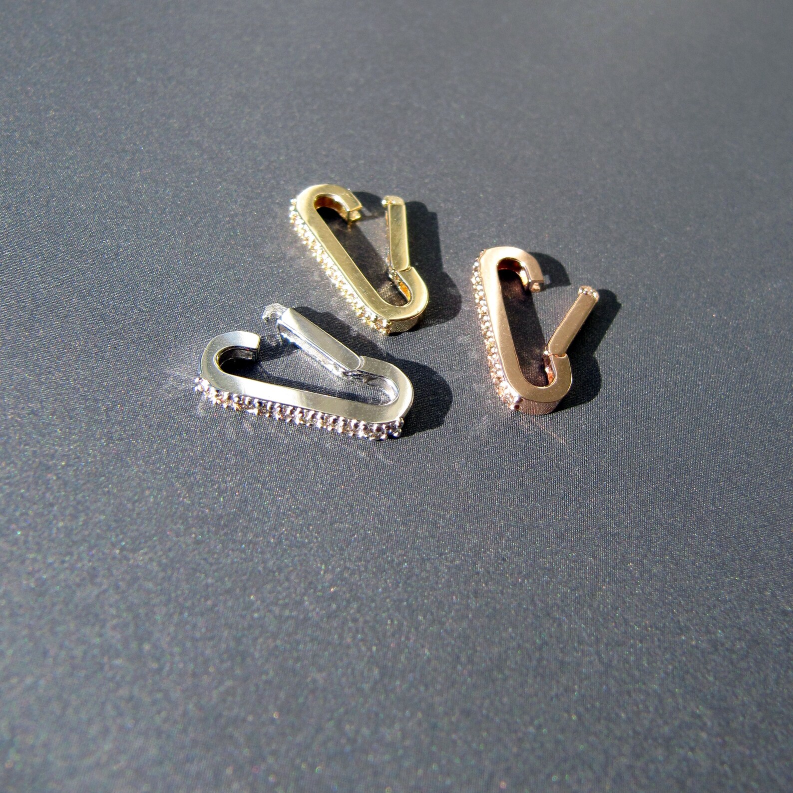 14k Gold Oval Diamond Clasp • 5x15mm • Solid 14 Carat Yellow / Rose ...