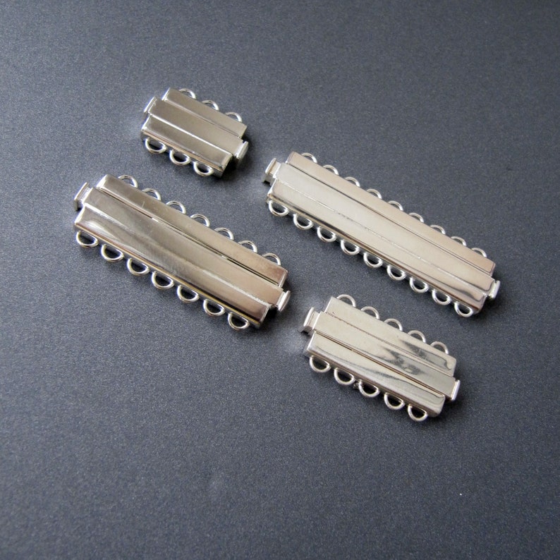 Multi Strand Silver Clasp • 3 4 5 7 8 9 Row • Sterling Silver 925 • Box ...