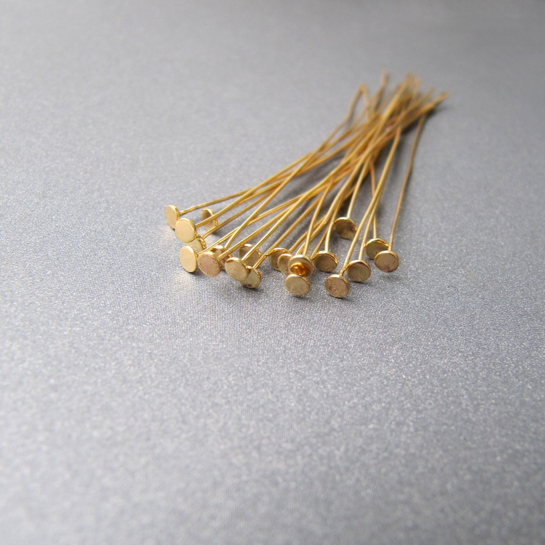 9k Gold Headpin • 24ga 0.50mm • 2.25mm Flat Head • 3cm / 5cm / 7cm Long ...