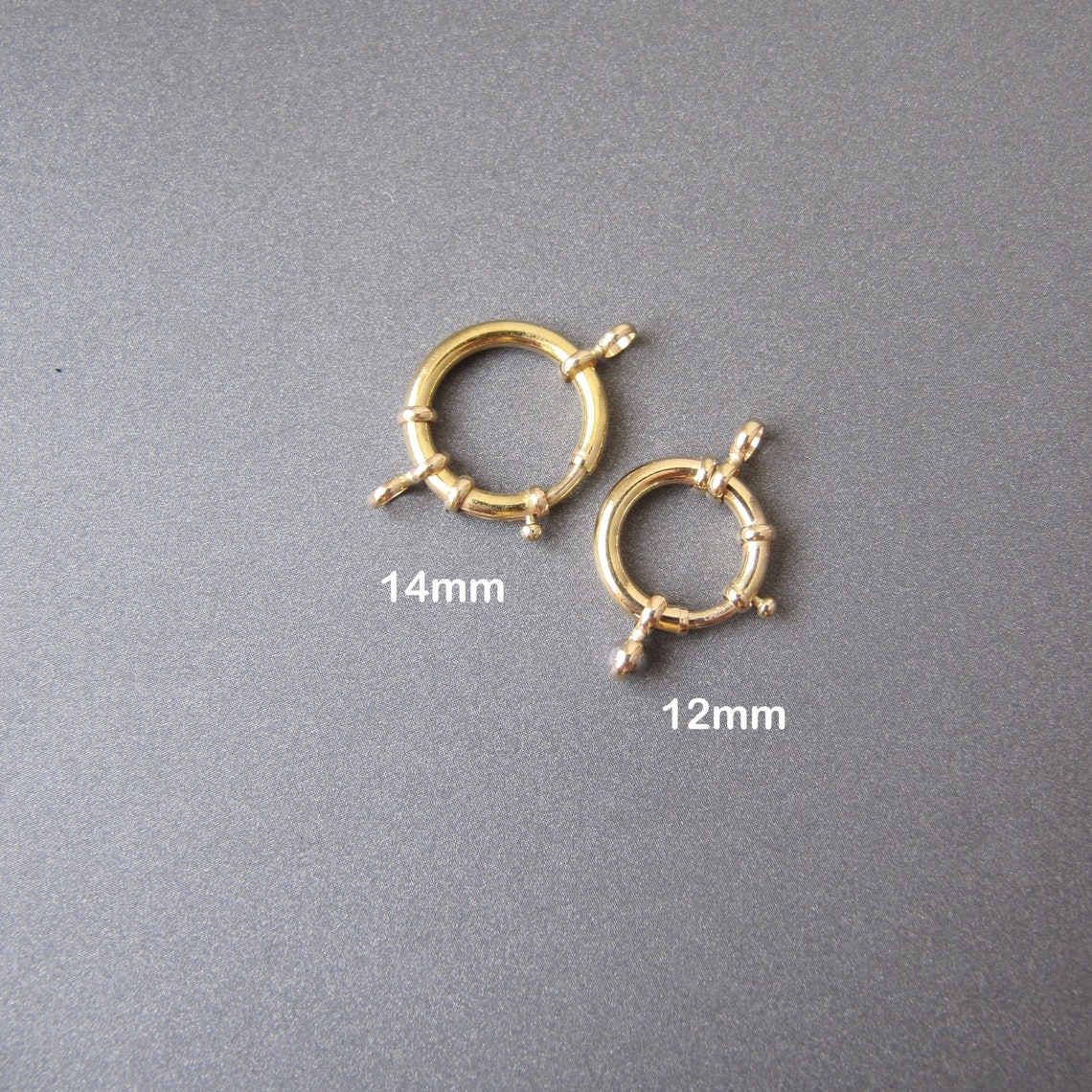 14k Gold Clasp • 14x2mm 12x2mm 10x2mm 8x2mm Jumbo Spring Ring • Solid ...