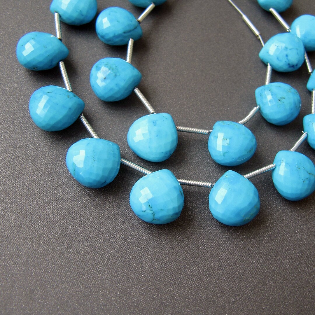 Turquoise Hearts • 7-8-9-10.50mm CHOOSE SIZE • AAA Micro Faceted Drop ...