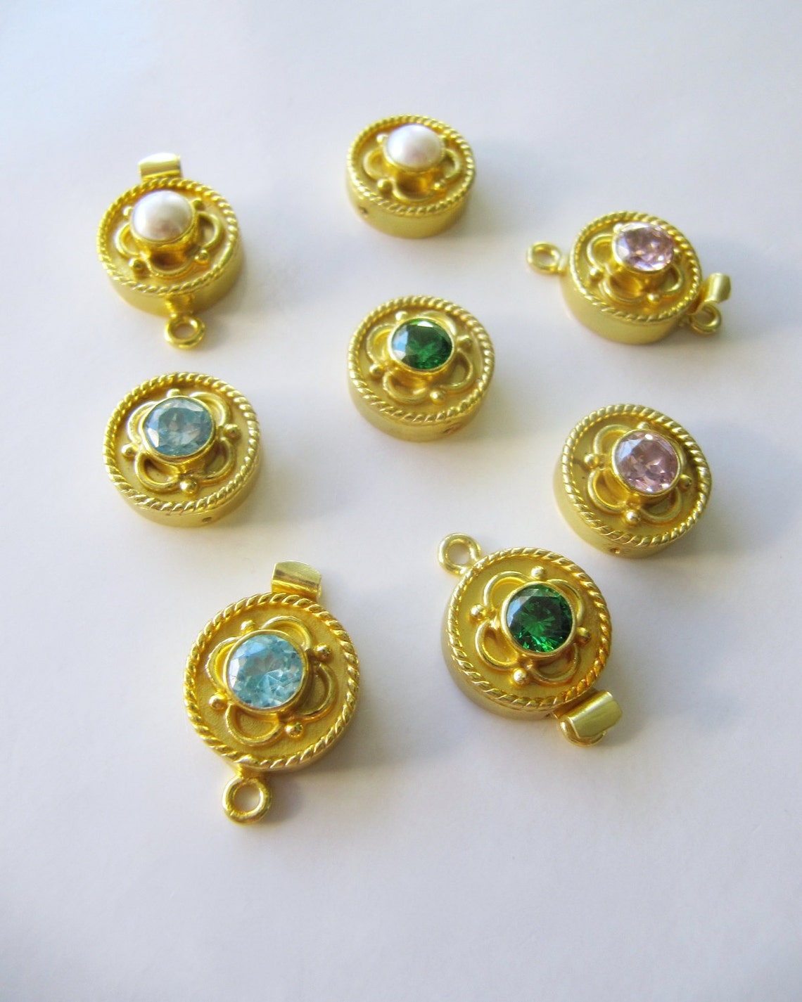 Gold Vermeil Gemstone Bead Sterling Silver 925 Pearl / | Etsy