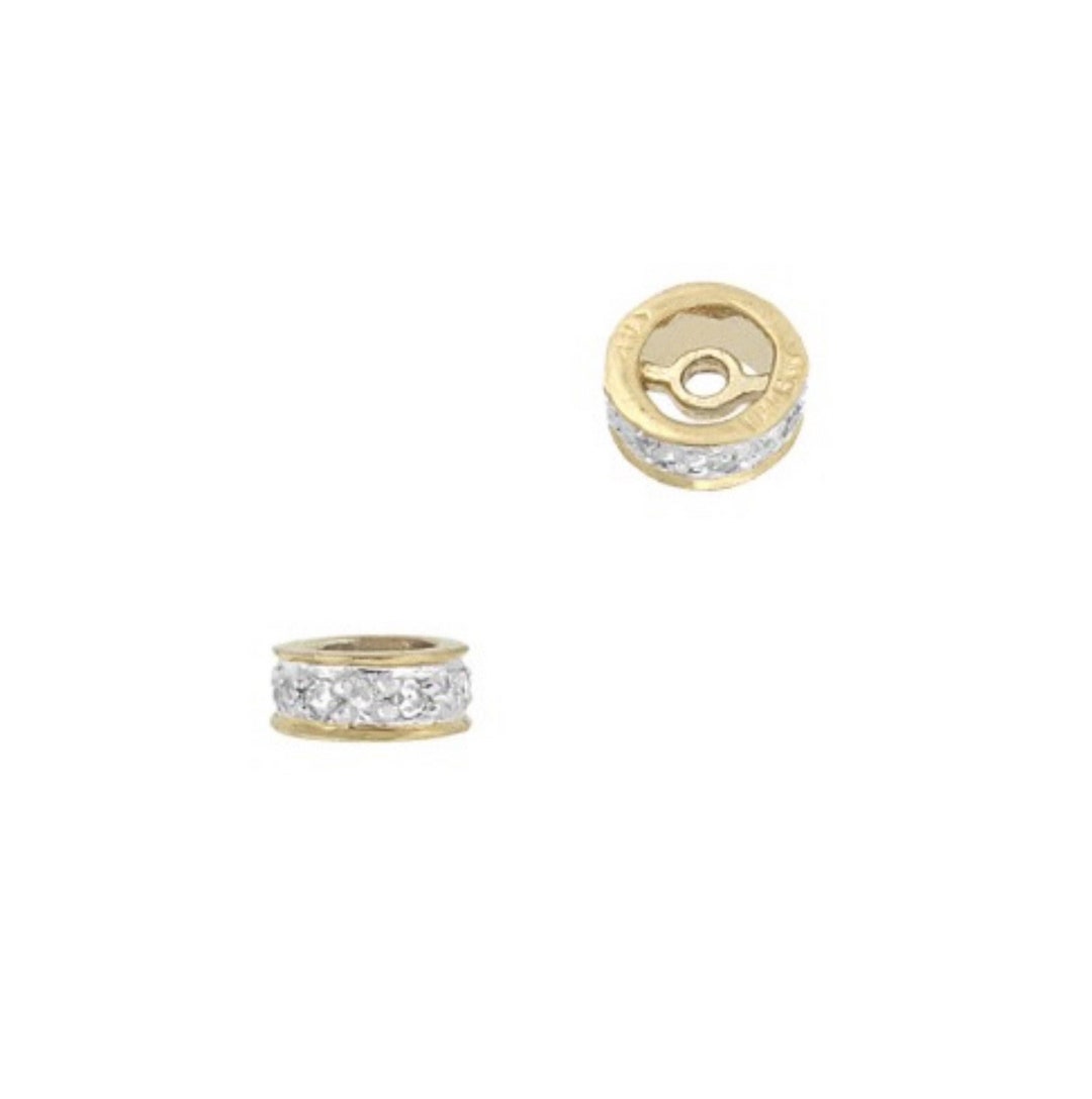 14k Gold Diamond Rondelle Bead 5x2mm 6x2mm 7x2mm 0.85mm Hole Yellow ...