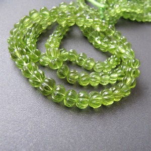 Peridot Carved Pumpkin Rondelles • 5-6.25mm • AAA Hand Carving • Melon ...