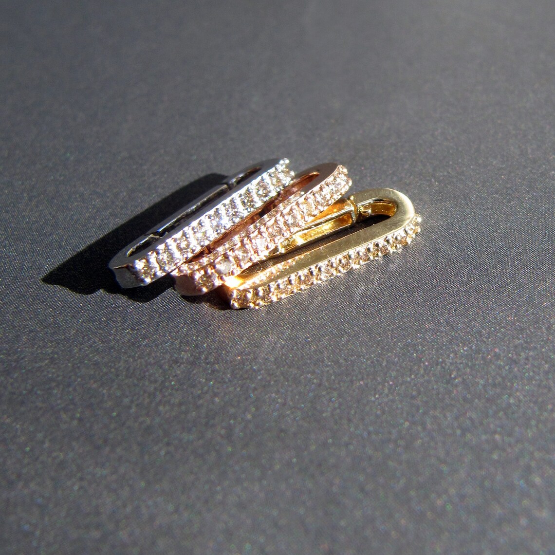 14k Gold Oval Diamond Clasp • 5x15mm • Solid 14 Carat Yellow / Rose ...
