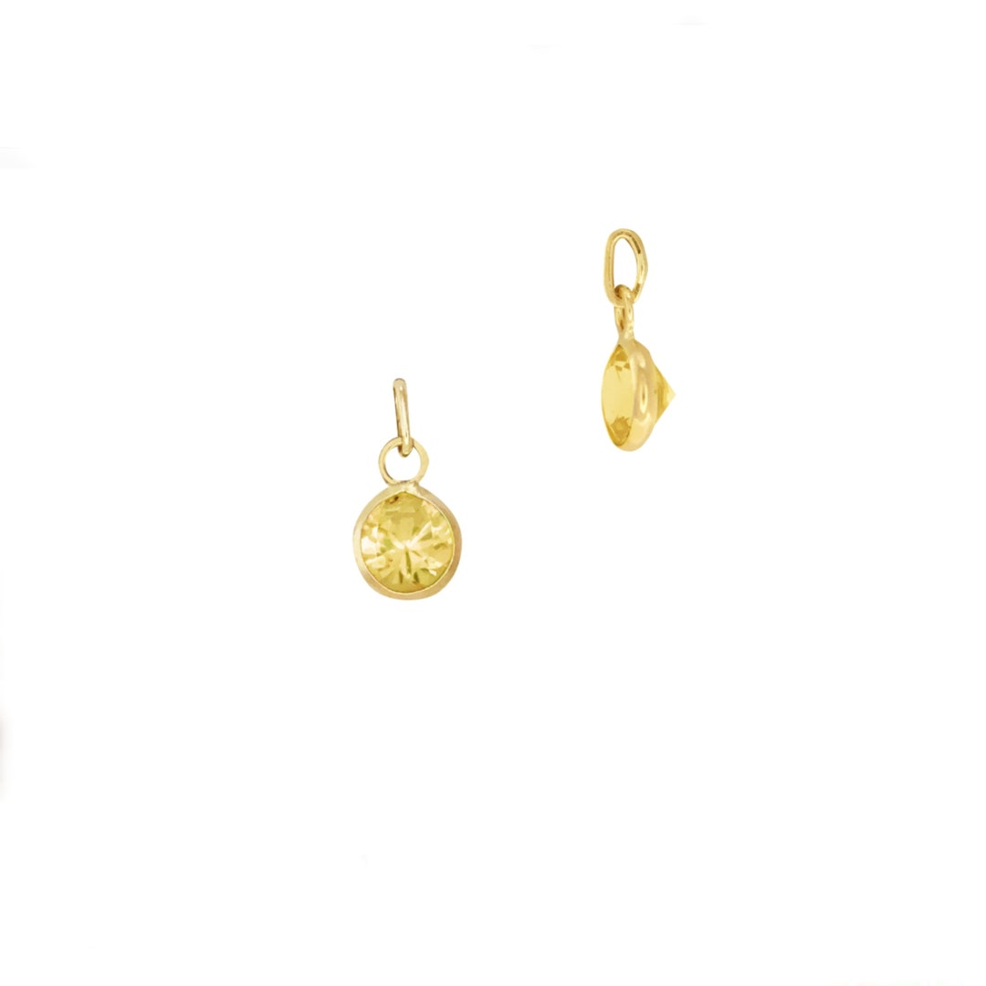 Yellow Sapphire 14k Gold Charm • 2.50 / 3 / 4mm SMALL Charms • TINY 1 ...