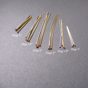 14k Gold Flat Headpin • 24ga 26ga • 1 / 1.5 /2 Inches • Solid 14 Carat ...