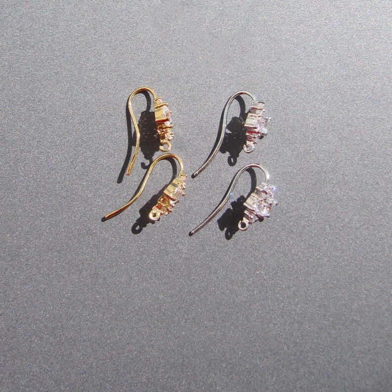 SPARKLING Cluster Ear Wires • Cubic Zirconia CZ Crystals • Gold Vermeil ...