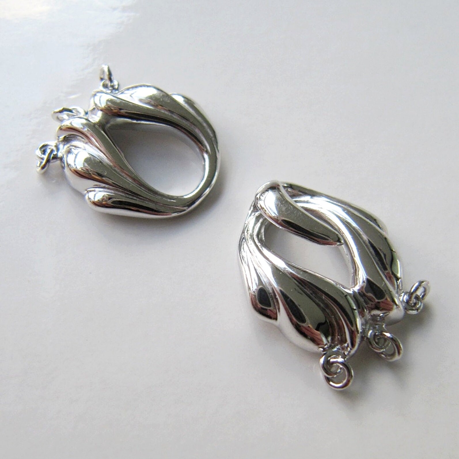 Multi Strand Clasp • 35x17mm • Sterling Silver 3 Row Clasp • Rhodium ...