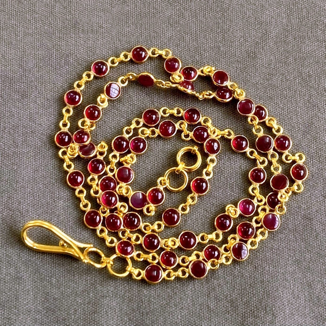 18k Gold Ruby Chain Necklace 16 / 18 / 20 / 22 Inches 3mm - Etsy