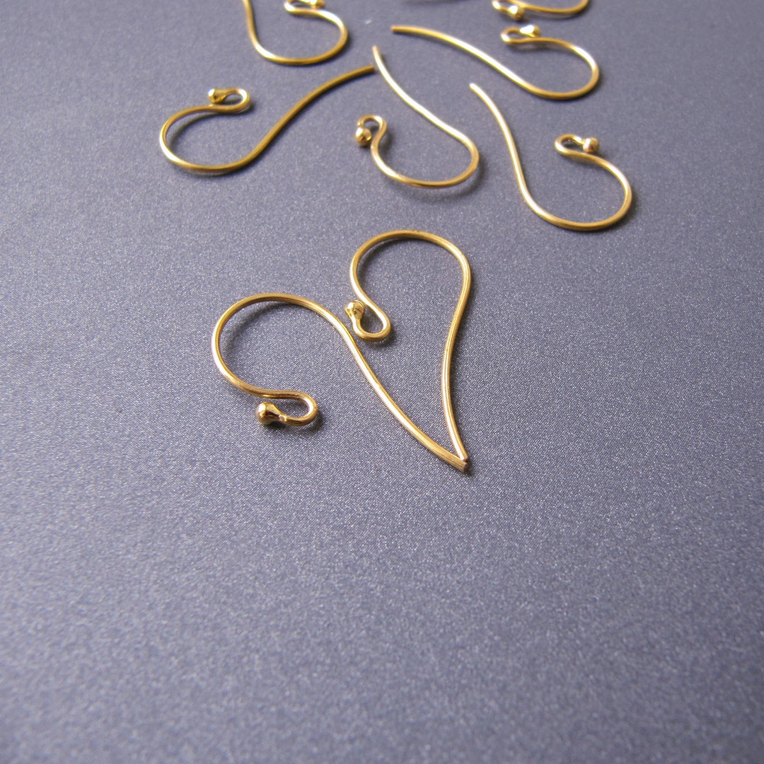 18k Gold Hook Ear Wires 22ga 0.65mm Wire 22x10mm Solid 18 Carat Gold ...