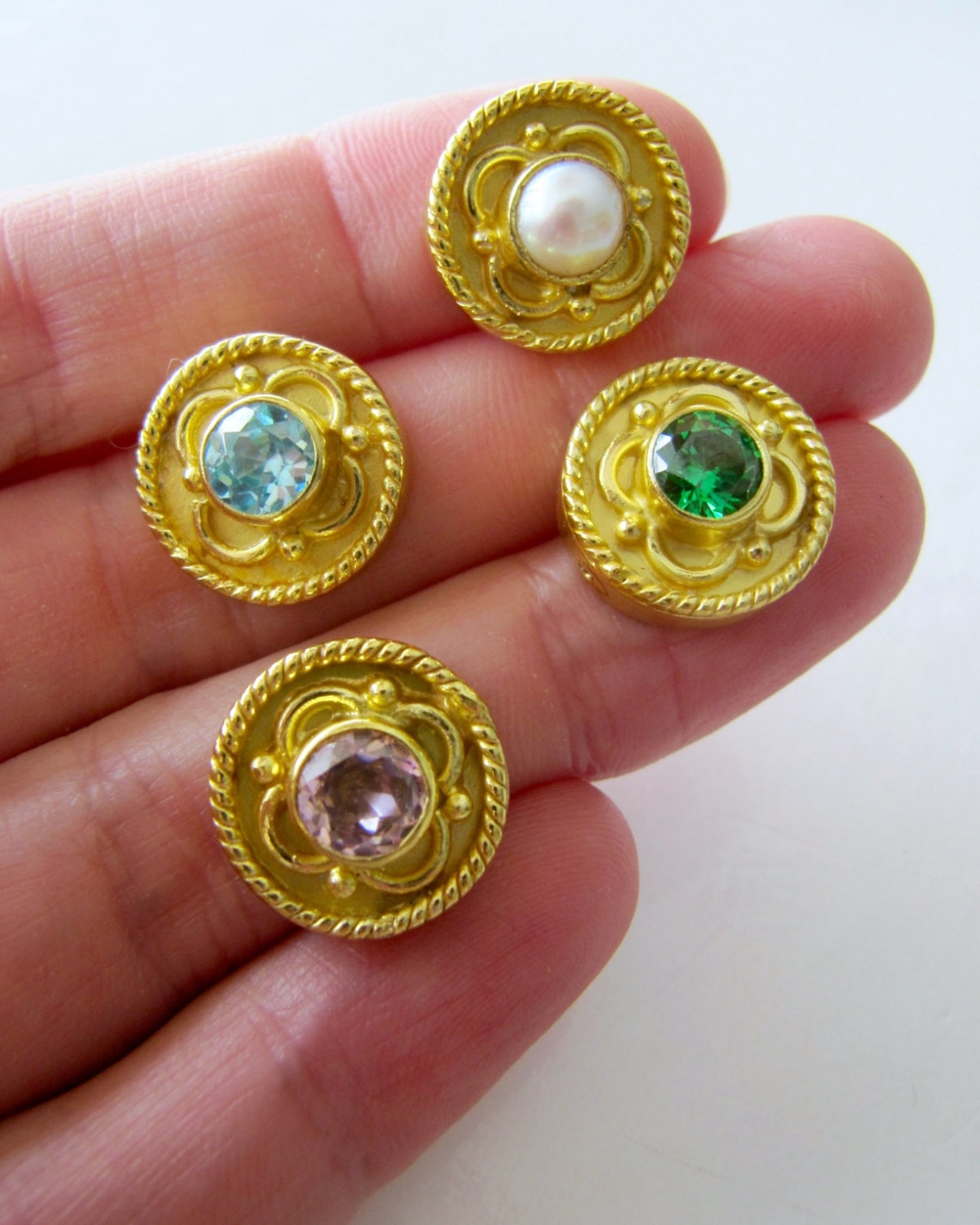 Gold Vermeil Gemstone Bead Sterling Silver 925 Pearl / | Etsy