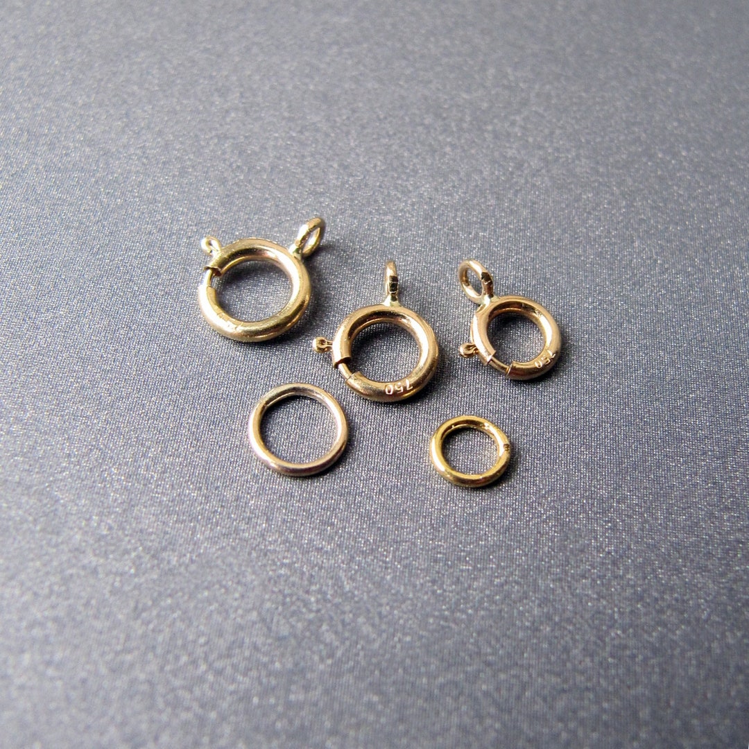18k Gold Spring Ring Clasp • 5 / 5.50 / 5.90 / 7mm • Open / Closed ...