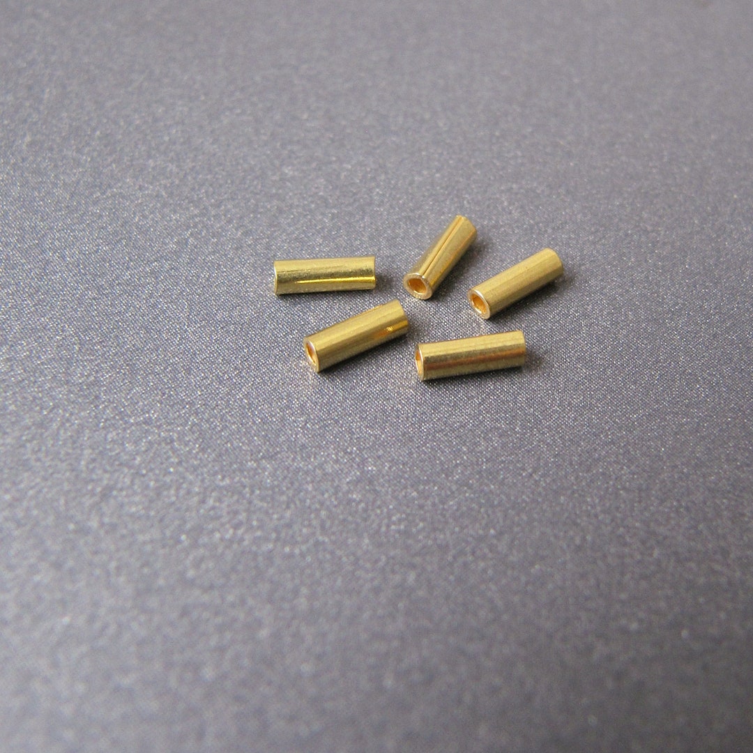 18k Gold Tube Bead • 5.1x1.70mm • 1.25mm Hole • Spacer Sliding Bead ...