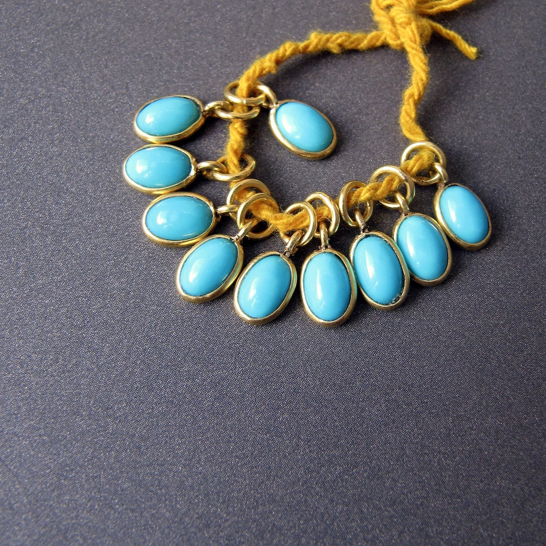 Dije de turquesa para aretes en oro de 18 quilates • Turquesa natural ...
