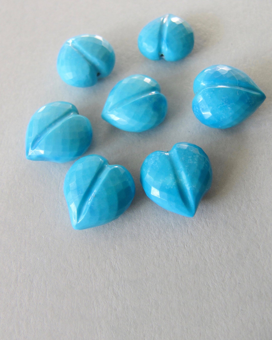 Turquoise Carved Heart 12mm Half Top Drilled AA Micro - Etsy