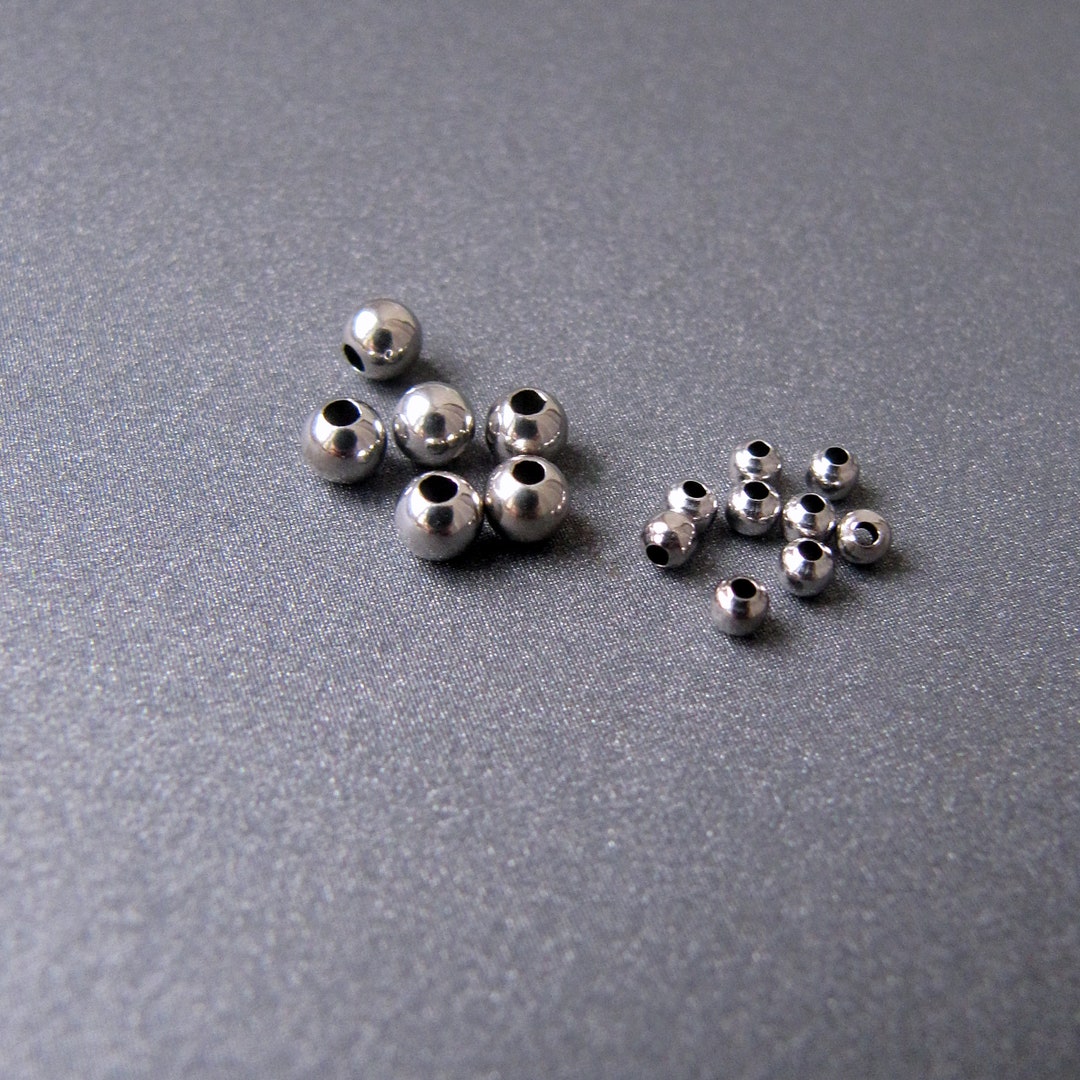 14k White Gold Round Bead • 2mm 3mm 4mm 5mm 6mm • Solid 14 Carat White ...