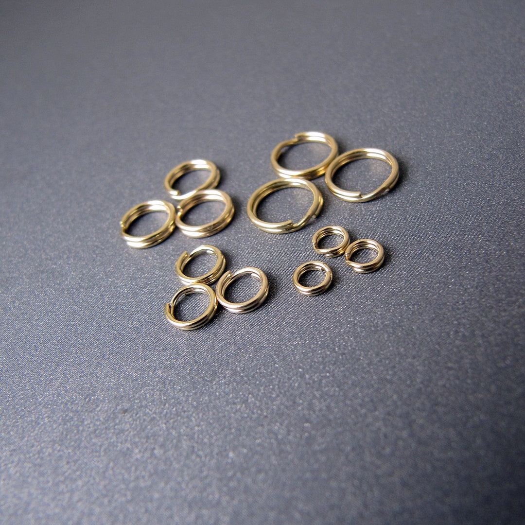 14k Gold Split Ring • 3.5mm 5mm 6.5mm 8mm • 14 Carat Solid Yellow Gold ...
