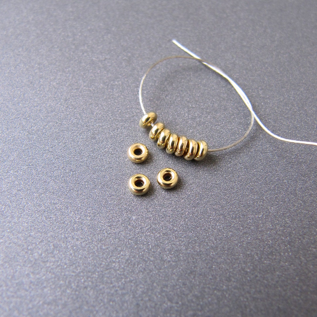 18k Gold Rondelle Bead • 2.75x1.10 / 3x1.50 / 4x2 / 6x3.20mm • Solid 18 ...