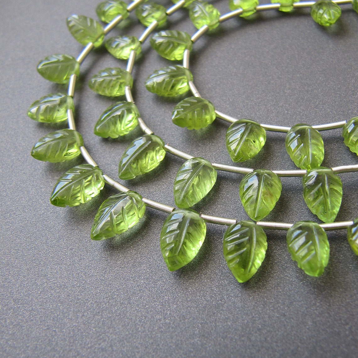 Peridot Carved Leaves AAA Hand Carving Leaf Drops Natural - Etsy