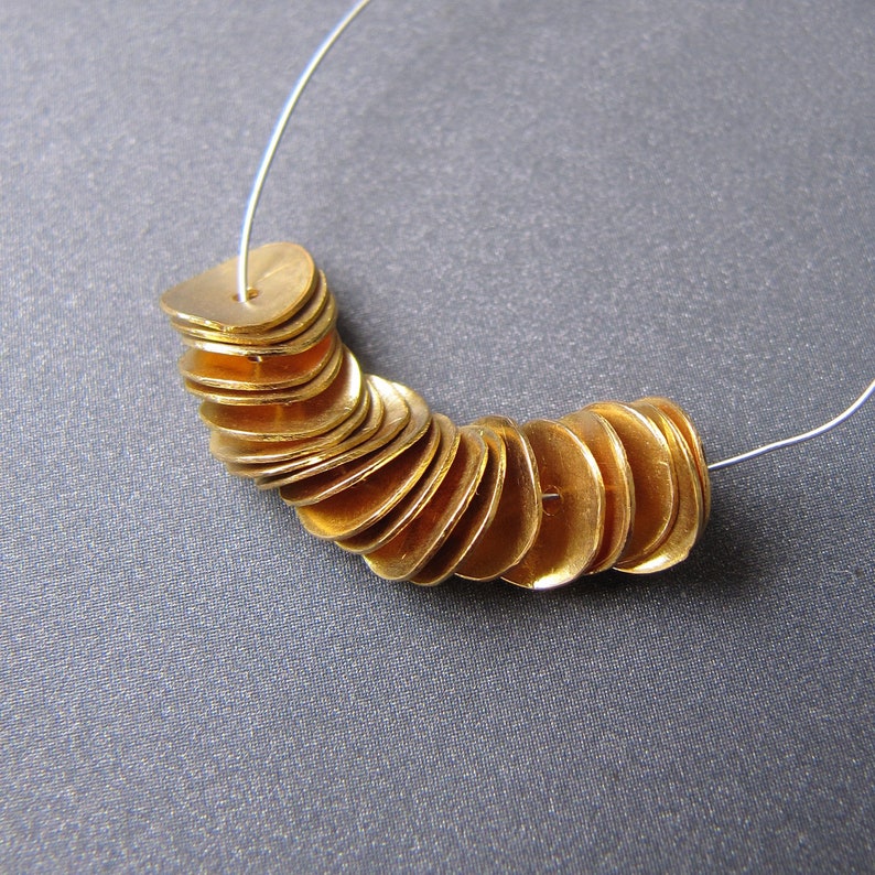 18k Gold Curved Wavy Flat Disc Bead • 5mm / 6.50mm X 0.25mm • Solid 18 ...
