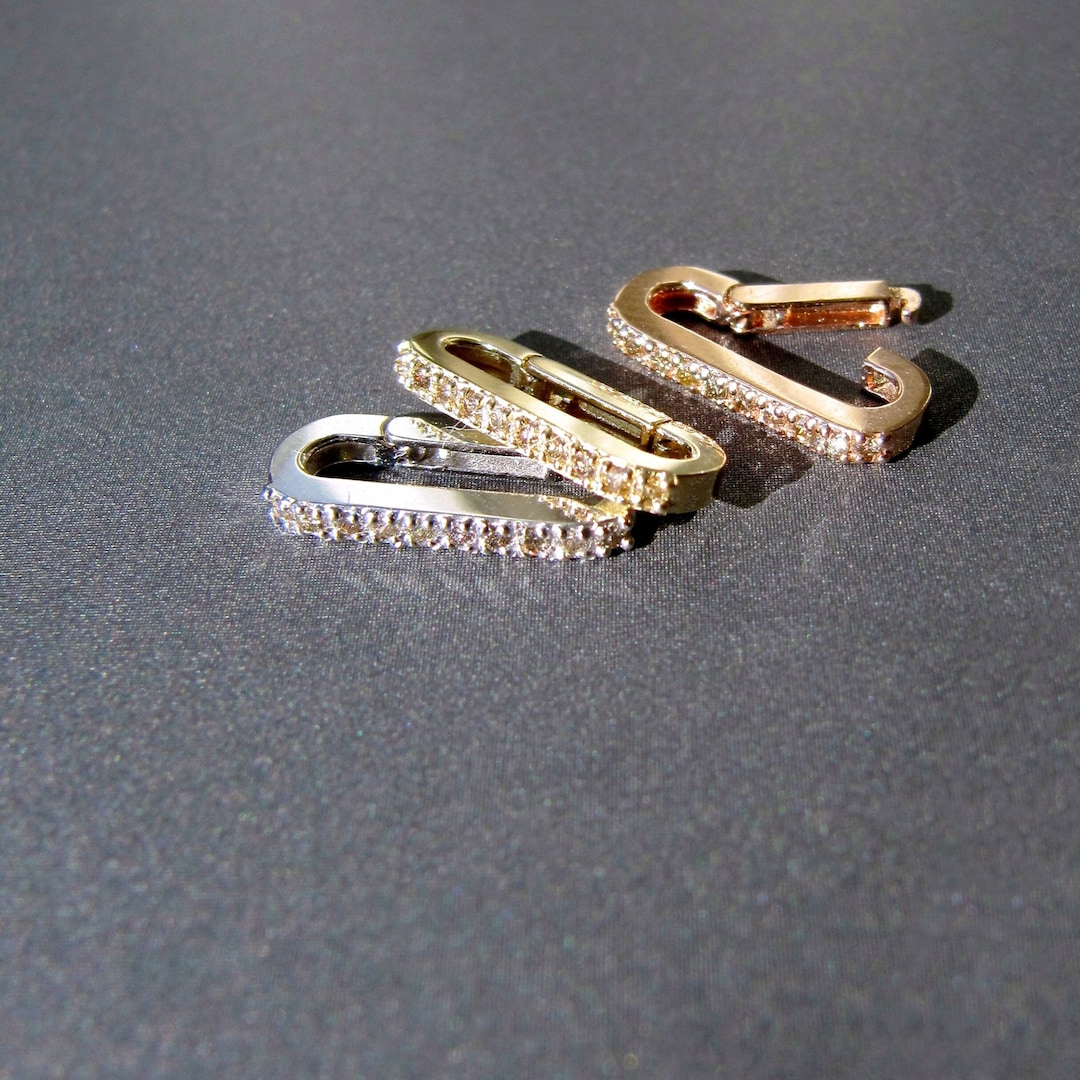 14k Gold Oval Diamond Clasp • 5x15mm • Solid 14 Carat Yellow / Rose ...