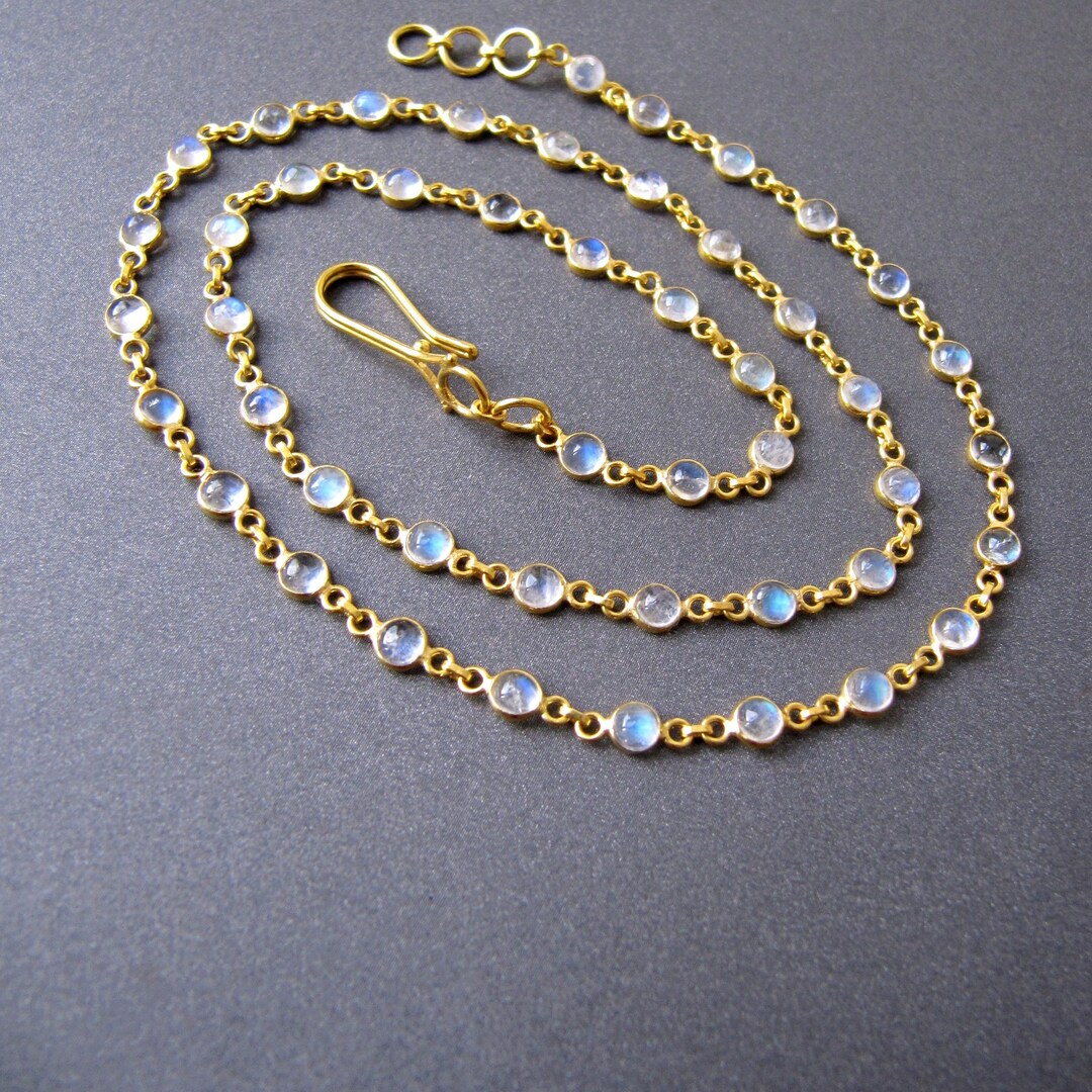 MADE to ORDER • 18k Gold Rainbow Moonstone Chain Necklace • 16 / 18 ...