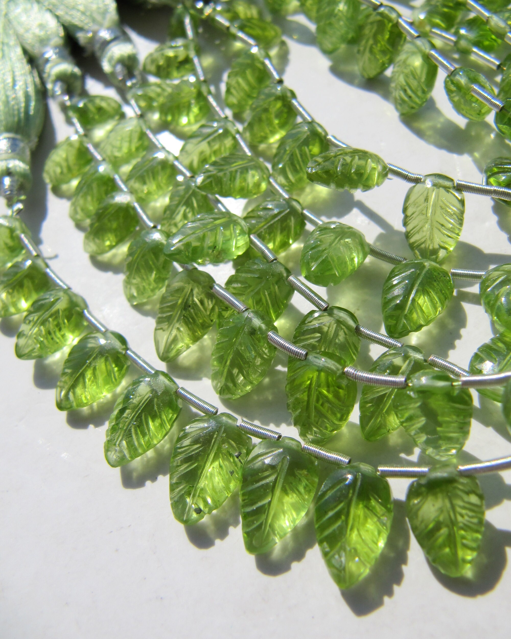 Peridot Carved Leaves AAA Hand Carving Leaf Drops Natural - Etsy