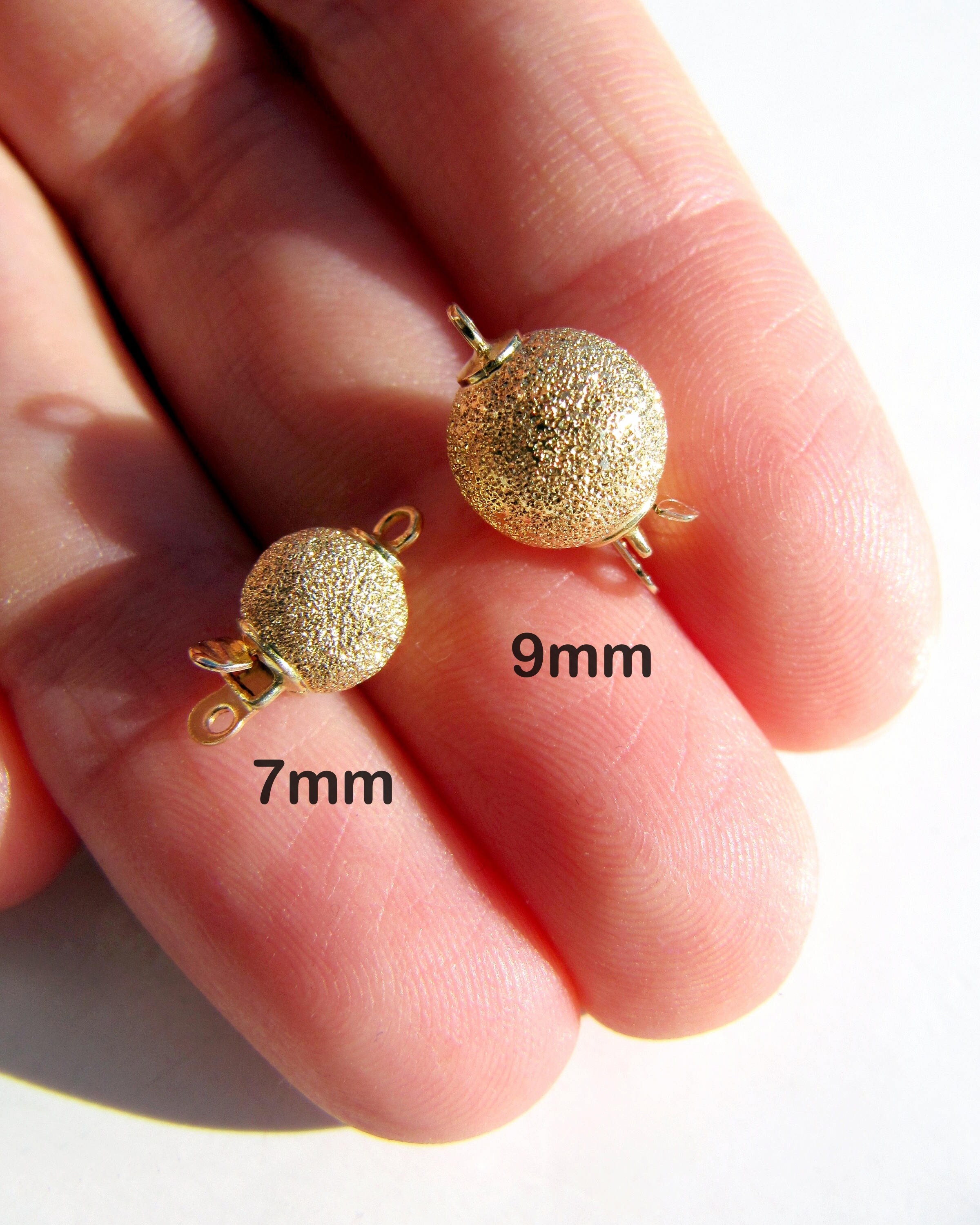 14k Gold Round Ball Clasp Yellow / White Solid 14 Carat Gold - Etsy