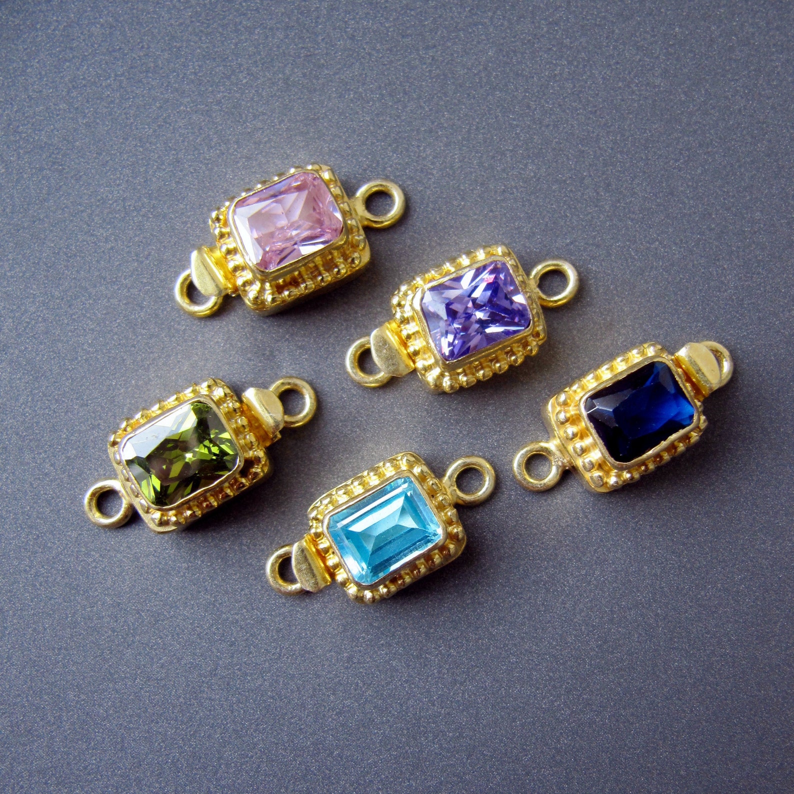 Gemstone Box Clasp • Gold Vermeil Sterling Silver Clasp • Swiss Blue ...