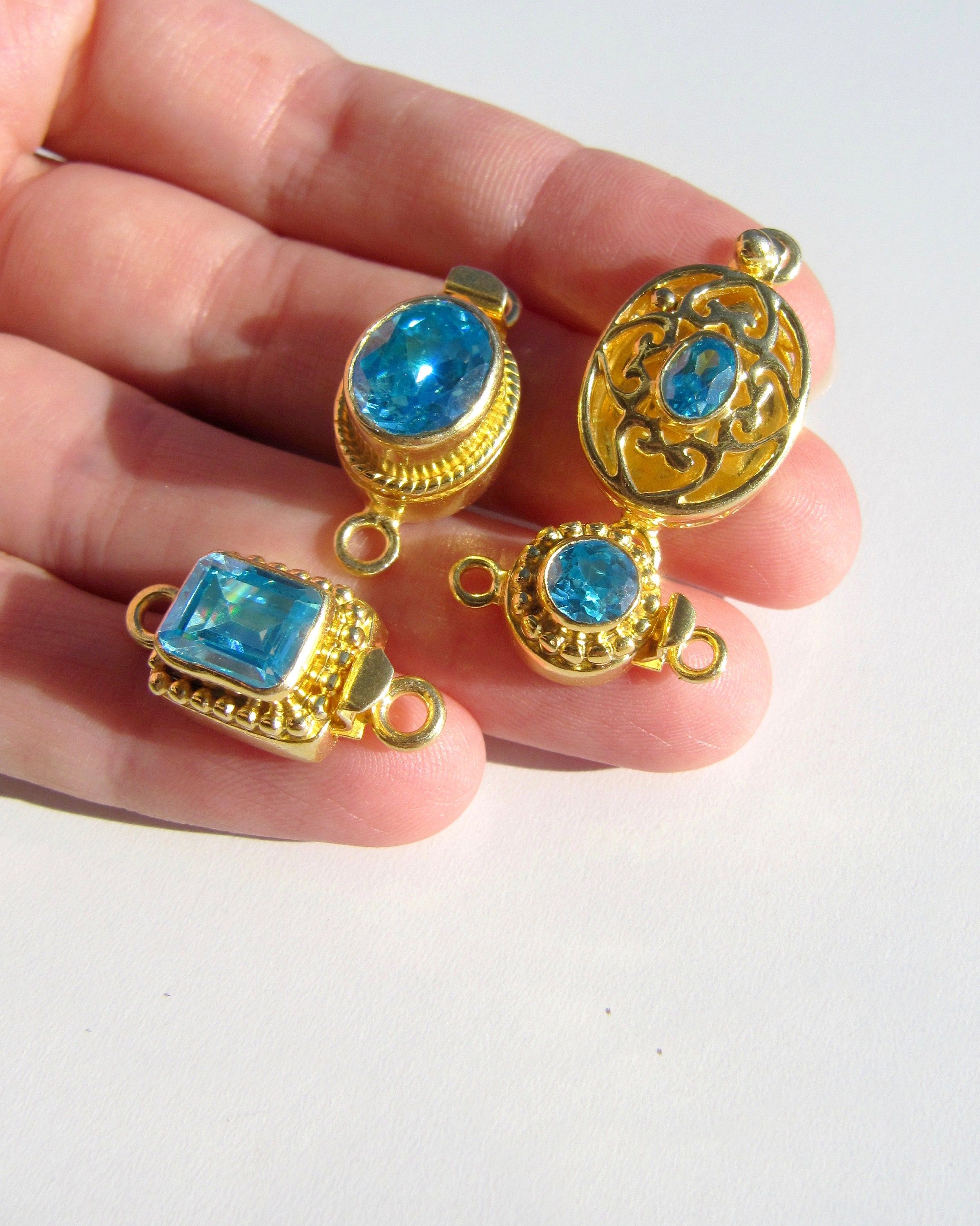 Gemstone Box Clasp Sterling Silver Gold Vermeil Purple - Etsy