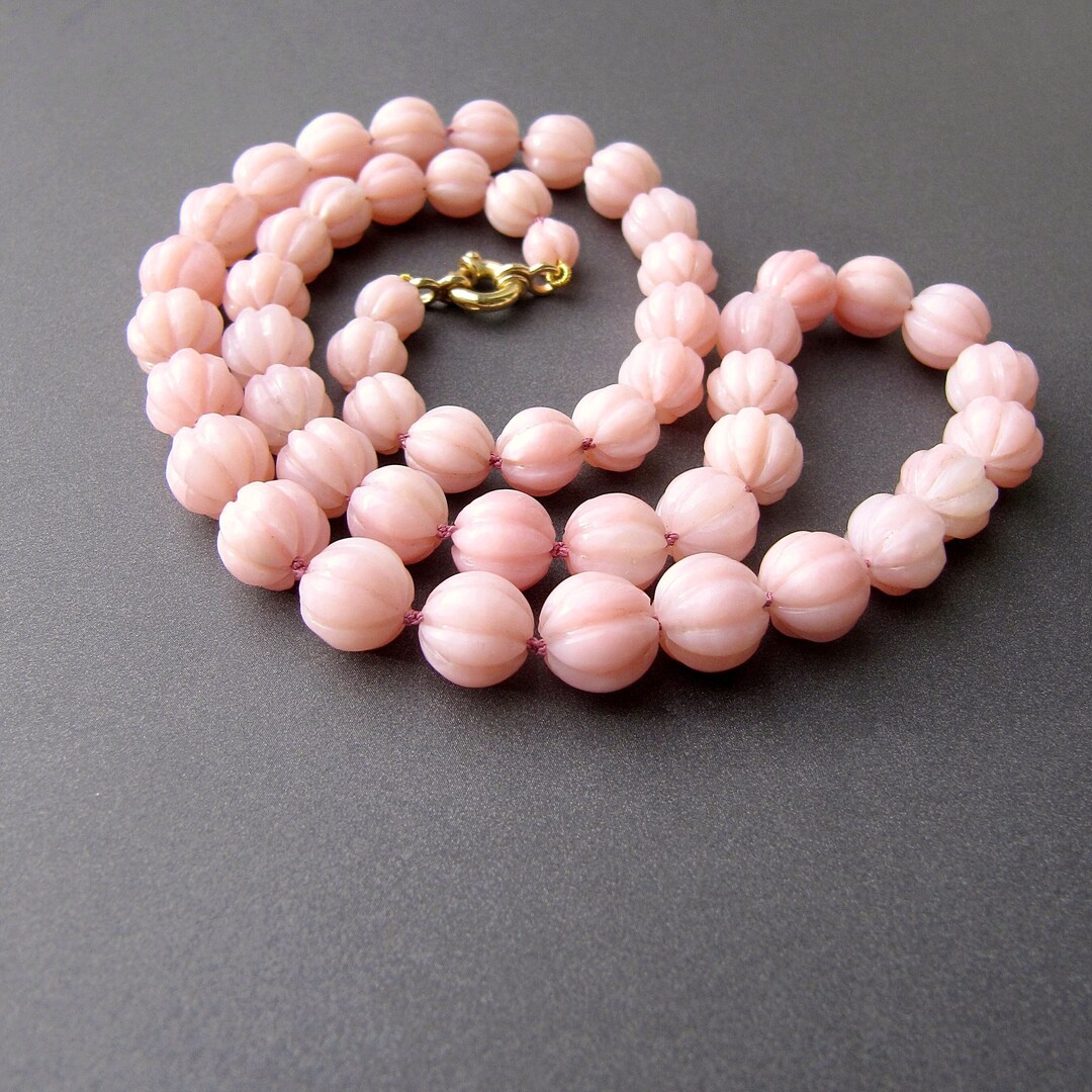 Pink Opal Candy Necklace • Solid 18 Carat Gold • 18.5 Inches • the ...
