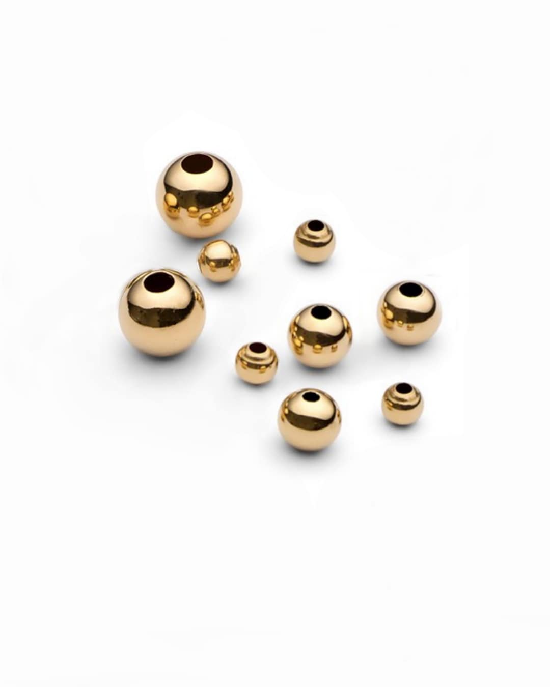 10k Gold Beads • 2mm 2.50mm 3mm 4mm 5mm • solid 10 Carat Yellow Gold ...