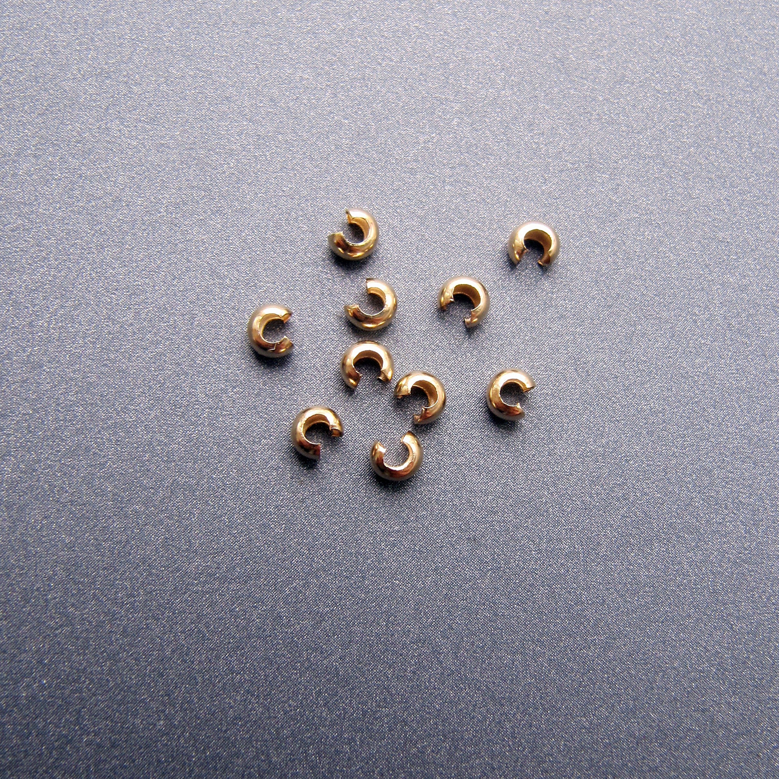 14k Gold Crimp Bead Cover • 3mm • Solid 14 Carat Yellow Gold • Round ...