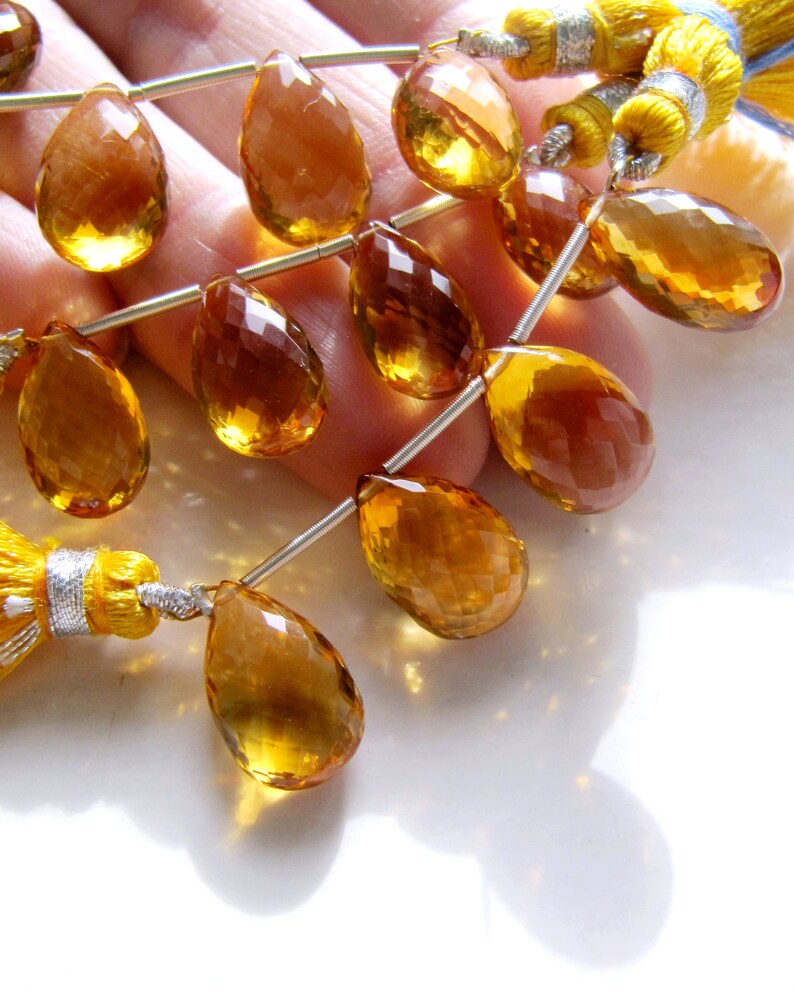 Madeira Citrine flat pear drops 13-14x9mm Pairs available | Etsy