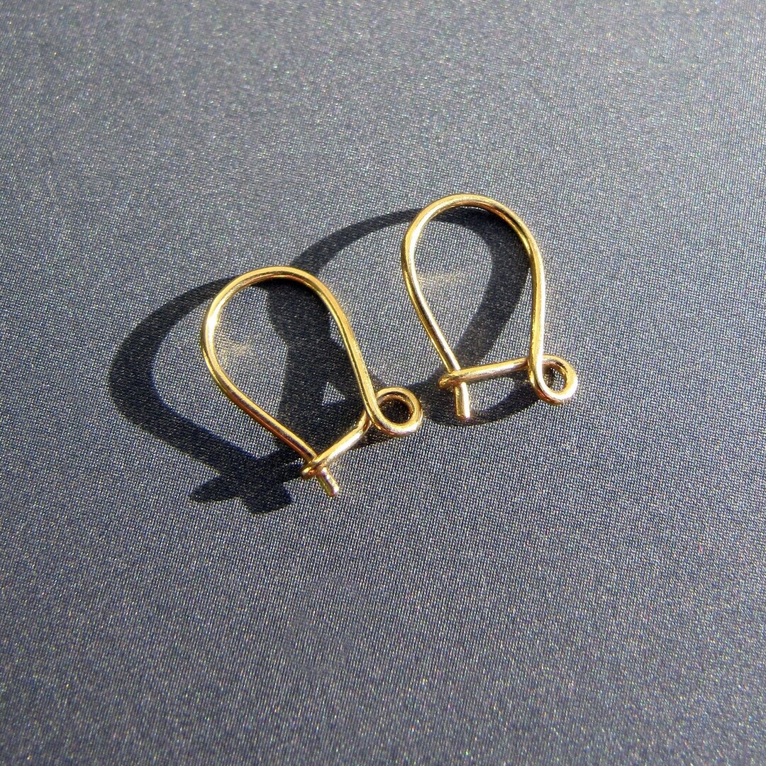 18k Gold Kidney Ear Wires for Small Short Ear Lobes • 11x7.50mm ...