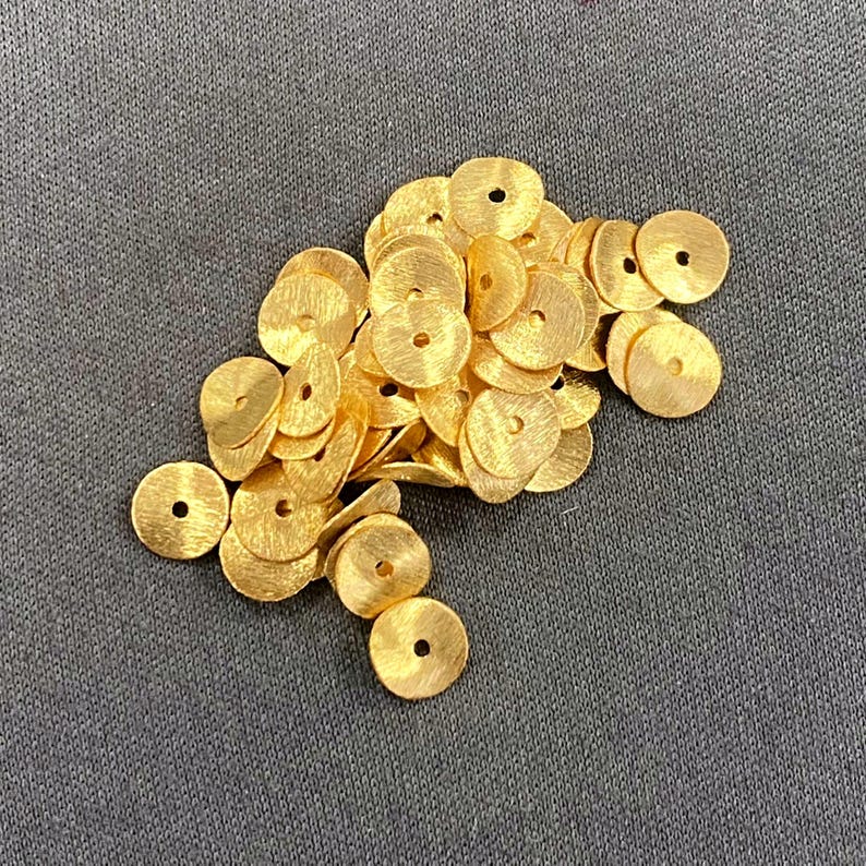 18k Gold Curved Wavy Flat Disc Bead • 5mm / 6.50mm X 0.25mm • Solid 18 ...