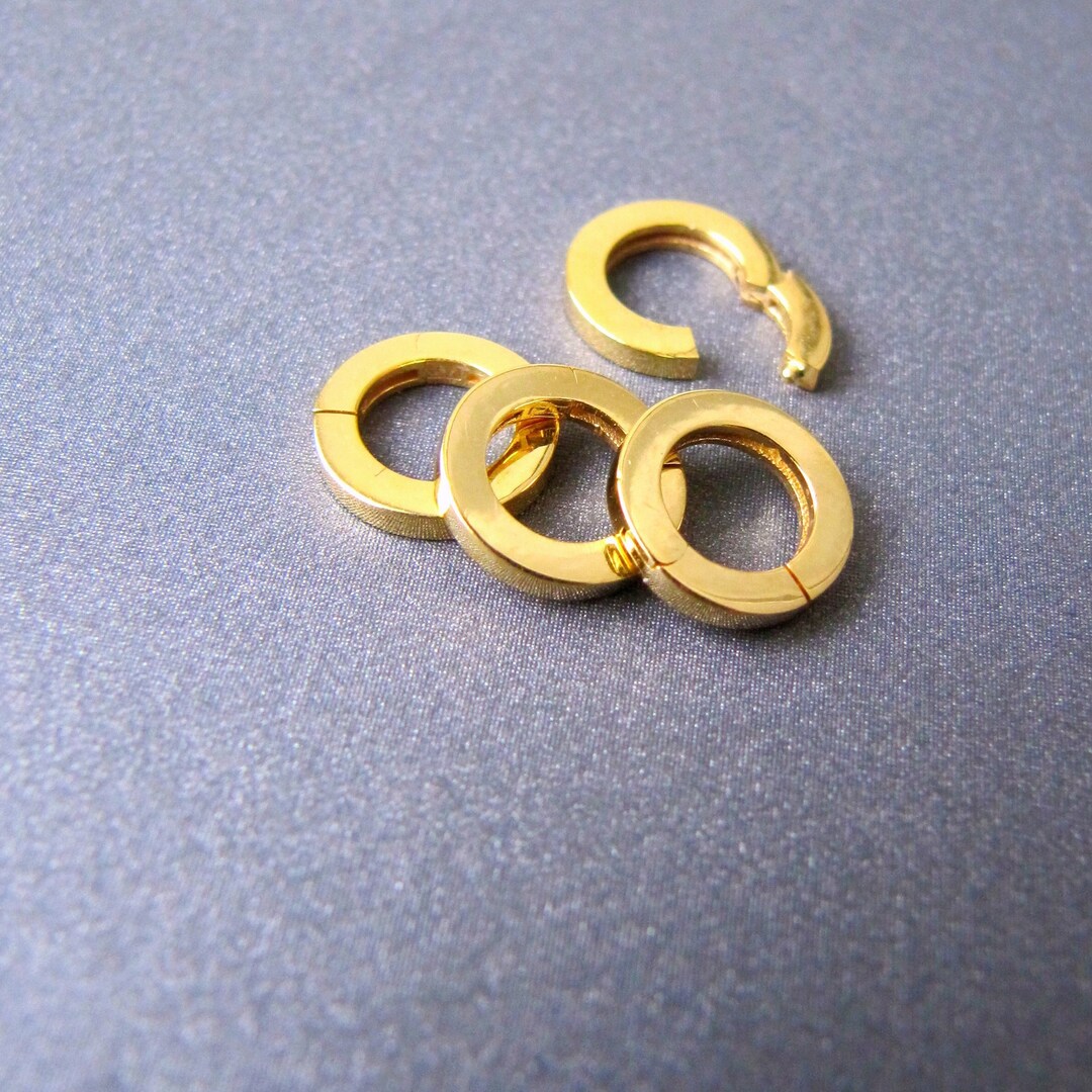 18k Gold Charm Holder 8x1.30x1.45mm Removable Hinged Connector Pendant ...