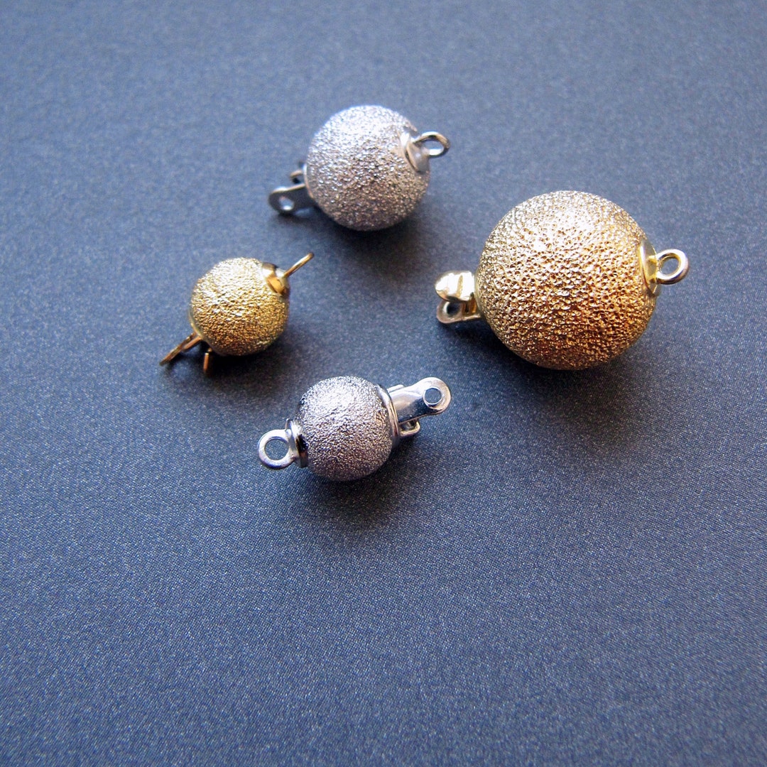 14k Gold Round Ball Clasp • Yellow / White Solid 14 Carat Gold • 6 / 8 ...